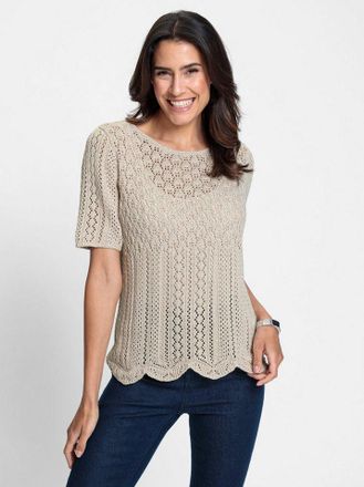 Witt Strickpullover Ajour-Pullover Kurzarm Ajour