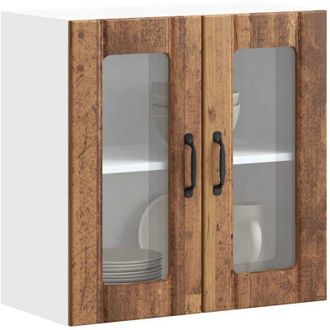vidaXL Armoire murale de cuisine avec porte vitr&eacute;e Lucca Bois ding&eacute;nierie ancien Vidaxl