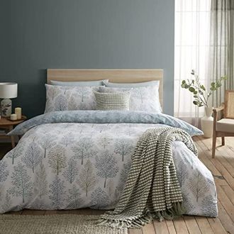 Catherine Lansfield Bedding Wilda Tree Bettw&auml;sche-Set mit Kissenbezug, f&uuml;r Einzelbett, Gr&uuml;n