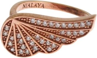 Nialaya Femme, Accessoires, Rose, Taille: 52 MM Rose Gold CZ Wing Statement Ring