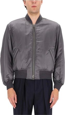 Tom Ford Homme, Vestes, Gris, Taille: L Bomber en satin de soie