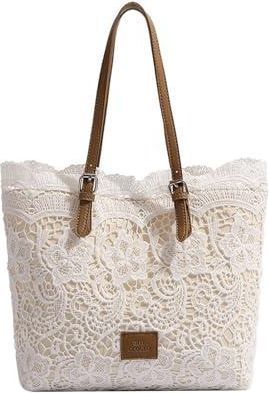 Generic Sac à main en dentelle pour femme, sac de travail léger avec boucle magnétique et compartiments, sac fourre-tout pratique, grande capacité, tendance, 