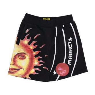 Market Schwarze Sweatshorts mit Sonnensystem-Print - - Shorts - Herren - Schwarzk - M