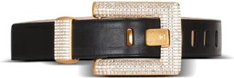 Balmain Femme, Accessoires, Noir, Taille: 95 CM Anthem Calfskin and Crystal Belt
