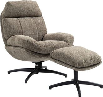 M&S Collection M&s - Fauteuil et repose pied en tissu beige chiné - atlas