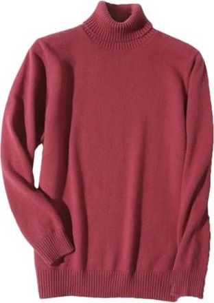 Generic Pull chaud à col roulé en cachemire pour homme, rouge foncé, 3XL