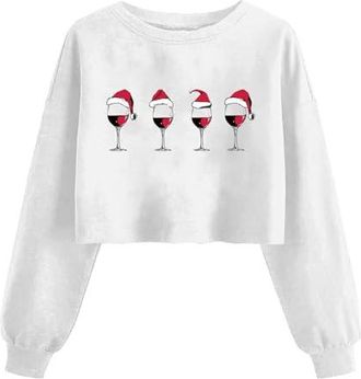 Generic Sweat-shirt surdimensionné pour femme - Sweat-shirt de Noël pour femme - Joli arbre de Noël - Haut court graphique à manches longues - Haut à manches 