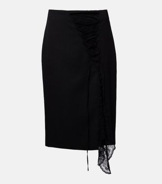 Alexander McQueen Jupe crayon en laine &agrave; dentelle