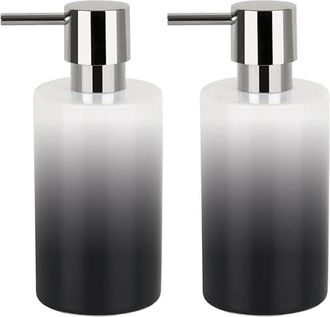 Spirella Seifenspender Tube | mit Pumpe | Fl&uuml;ssigseifen-Spender | Porzellan | 300ml | Langliebig und Robust | Grau/Wei&szlig;, Unique (Packung mit 2)