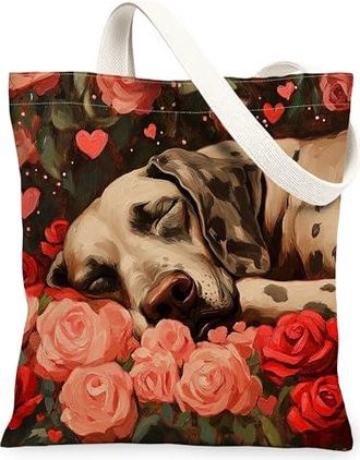 Generic Sac fourre-tout en toile motif dogue allemand pour le shopping 33 x 38 cm, sac d&eacute;picerie r&eacute;utilisable pour femme, sac d&eacute;picerie pour femme, animal de 