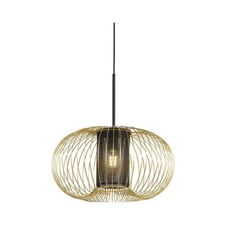 QAZQA Marnie - Suspension - 1 lumi&egrave;re - &oslash; 50 cm - Noir et Or - Design - &eacute;clairage int&eacute;rieur - Salon i Chambre i Cuisine i Salle &agrave; manger - Qazqa