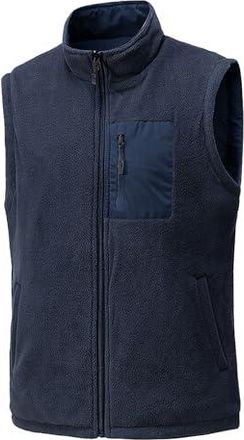 Generic Gilet en polaire pour homme - Veste sans manches &agrave; fermeture &eacute;clair int&eacute;grale pr&ecirc;te pour le golf et au quotidien, gilet chaud doubl&eacute; en polaire avec p