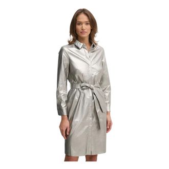 Oui Mini-Hemdkleid mit G&uuml;rtel - - Dresses - Damen - Grau - S
