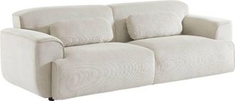 Sweeek Sweeek - Canap&eacute;. Wallas. 3 places. tissu velours c&ocirc;tel&eacute; l 230 x p 98 x h 73cm Velours c&ocirc;tel&eacute; Cr&egrave;me