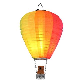 Globo Lighting Gartendeko LED Solarlampe Hei&szlig;luftballon Flammeneffekt B&auml;r Terrassenlampe Au&szlig;enlampe, Metall mehrfarbig, warmwei&szlig;, DxH 27x44 cm