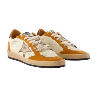 Golden Goose Mens Ballstar Sneakers - Golden Goose Deluxe Brand Leather Brown Calfskin Shoes