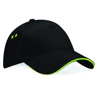 Beechfield B015 Ultimate Cap / Schirmm&uuml;tze, 5 Panels, Unisex, f&uuml;r Erwachsene Einheitsgr&ouml;&szlig;e schwarz/limettengr&uuml;n