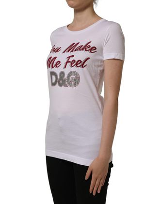 Dolce & Gabbana Glittered Logo Graphic T-Shirt - White