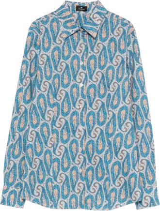Etro Hemd mit Paisley-Kragen - Blau
