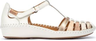 Pikolinos Damen-Keilsandalen aus hellbraunem Leder mit Polsterung - P-Vallarta