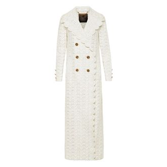 Philipp Plein Femme, Manteaux, Blanc, Taille: 38 FR Long Trench-coat en cuir Sangallo