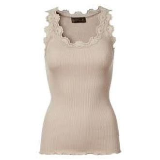 Rosemunde Soie Dentelle Col en U Haut Tshirt - Femme - Tops - Brun - Taille: 44 FR