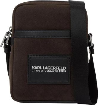Karl Lagerfeld Crossbody Bags - K/Traveller Gro&szlig;e Umh&auml;ngetasche aus Wildlederimita - Gr. unisize - in Braun - f&uuml;r Damen