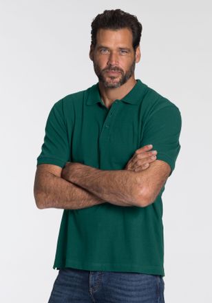 Man's World Poloshirt MANS WORLD, Herren, Gr. 60/62 (XXL), gr&uuml;n (dunkelgr&uuml;n), Piqu&eacute;, Obermaterial: 100% Baumwolle, unifarben, Basic, regular fit, Rundhals, Flachs