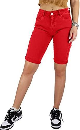 JOPHY & CO. Bermudes Court Femme Denim en Coton avec Cinq Poches (cod. 871) (Rouge, S)