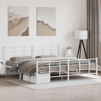 vidaXL Cadre de lit m&eacute;tal sans matelas et pied de lit blanc 193x203 cm Vidaxl