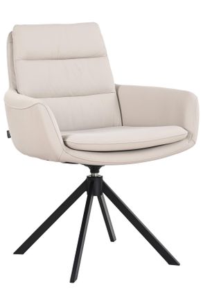 Dieter Knoll Collection Armlehnstuhl, Taupe, Leder, Echtleder, Rindleder, Drehkreuz, 62.5x86.5x66.5 cm, Sitzfläche 360° drehbar, automatische Rückholfunktion, Esszimmer, Stüh