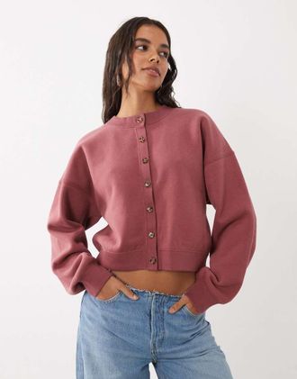 Abercrombie & Fitch boxy-Strickjacke in Burgunderrot