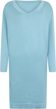 Malo Femme, Pulls, Bleu, Taille: 46 FR Robe Midi Col V