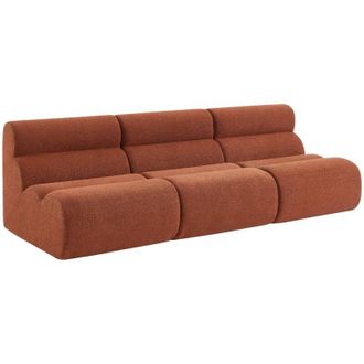 Sweeek 3er-Set modulare Lounge-Sessel mit strukturiertem Boucl&eacute;-Bezug, Strukturiertes Boucl&eacute;, Terrakotta