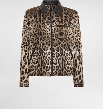 Dolce & Gabbana Jacke Aus Baumwolle Leoprint Mit Plakette - Mann Mäntel Und Jacken Animalprint 50