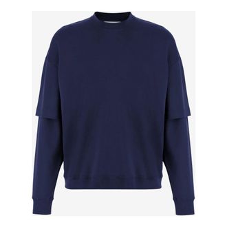 Darkpark Navy Wolle Doppelmanschetten T-shirt - - Sweatshirts & Hoodies - Herren - Blau - S
