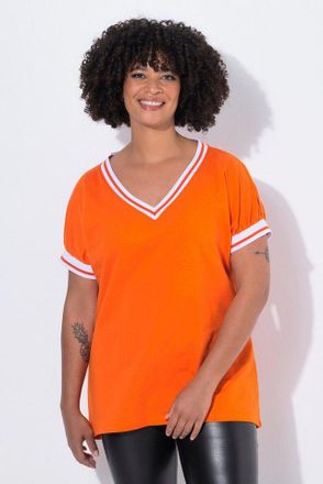 Angel Of Style Sweatshirt Sweater oversized V-Ausschnitt Streifenb&uuml;ndchen