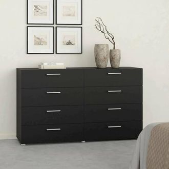 Dmora Kommode Solene, Wohnzimmerbuffet, Wohnzimmer-Sideboard, Moderne K&uuml;chen-Speisekammer, 140x40 h82 cm, Schwarz