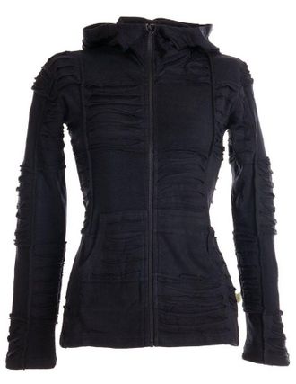 vishes Kurzjacke Patchwork Jacke mit Cutwork und Zipfelkapuze Boho, Hippie, Elfen, Goa Style