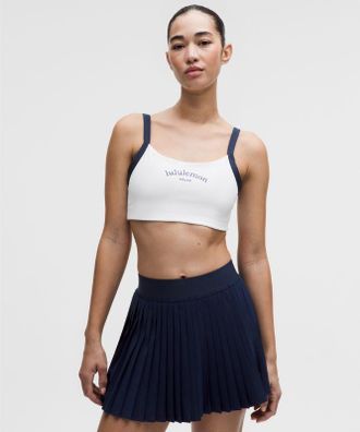 lululemon Brassi&egrave;re &agrave; bretelles droites maintien l&eacute;ger, bonnets B/C Tennis Deuce pour Femmes - Blanc/Blue - Taille 2XS