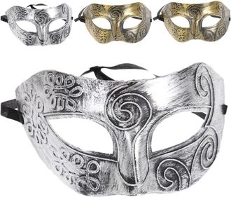 NUOBESTY 4 St&uuml;ck Venezianische Halbgesichts-Masken Vintage-Stil f&uuml;r Karneval Fasching Halloween Kost&uuml;mparty M&auml;nner Jungen Antik Bronze und Silber Leicht und Si