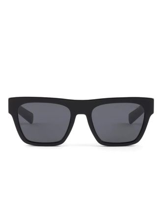 Prada Eckige Sonnenbrille mit Logo-Print - Schwarz