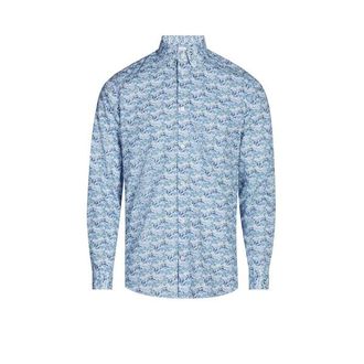 Au Printemps Paris Dropico bedrucktes Baumwollhemd - Blau