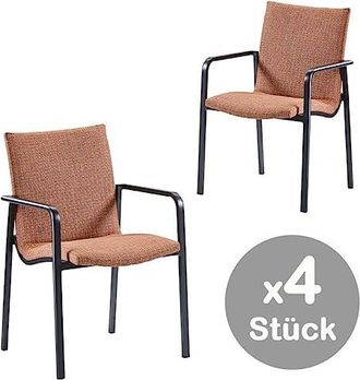 Best Freizeitm&ouml;bel Best 4X Dining-Sessel Positano anthrazit/Terracotta