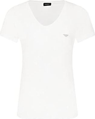 Emporio Armani Underwear V Neck T-Shirt Iconic Cotton, White, L Femme