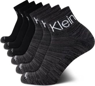 Calvin Klein Lot de 6 paires de chaussettes montantes respirantes et rembourrées pour homme (taille de la chaussure : 40-46), Noir/gris multicolore, 7-12