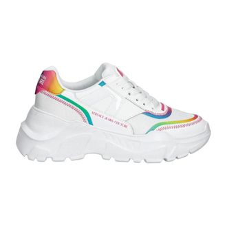 Versace Jeans Couture Baskets &agrave; d&eacute;tails holographiques - Femme - Chaussures - Blanc - Taille: 41 EU