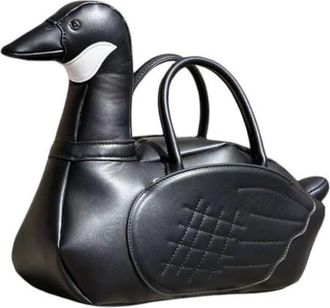 Generic 3D Black Swan PU Leather Crossbody Bag for Women, Fashion Street Style One-Shoulder Purse with Strap for Daily Use (White)