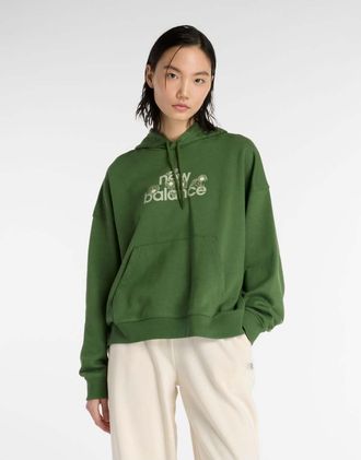 New Balance Flower - Sweat &agrave; capuche - Vert alpin fonc&eacute;