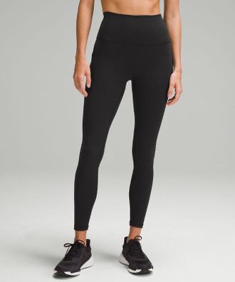 lululemon Wunder Train Leggings mit hohem Bund und Taschen f&uuml;r Frauen - 71 cm - Gr&ouml;&szlig;e 0 in Black